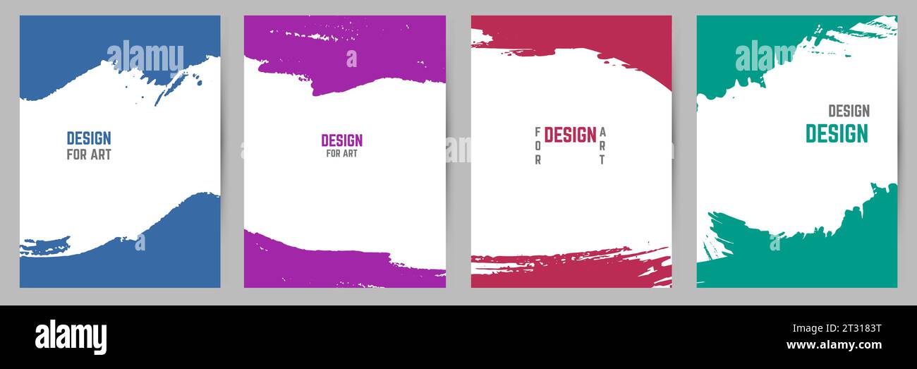 Minimalist grunge posters. Abstract aesthetic covers with brush strokes ...