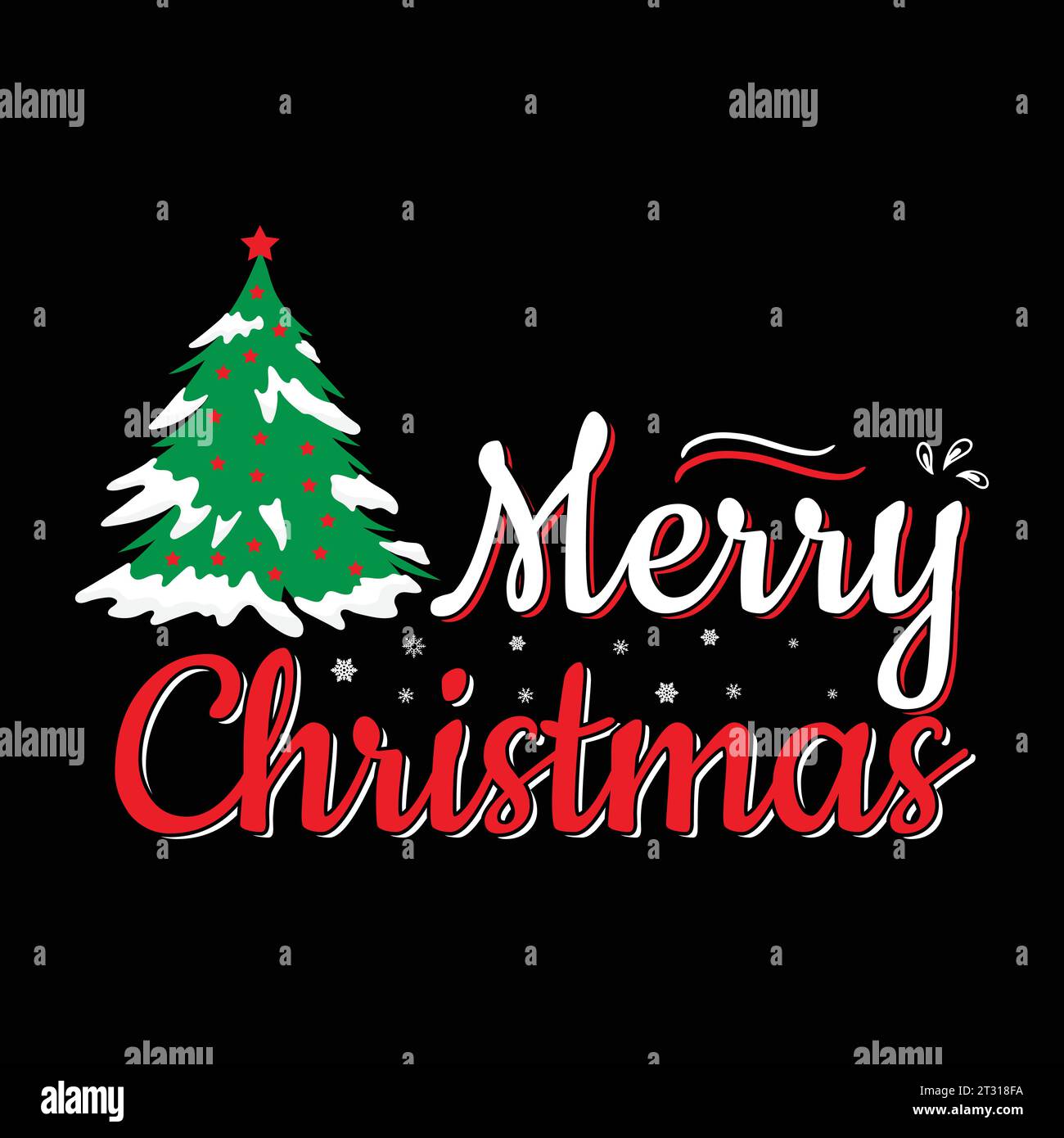 Merry Christmas Magic Tshirt Design with Festive Lettering Typography ...