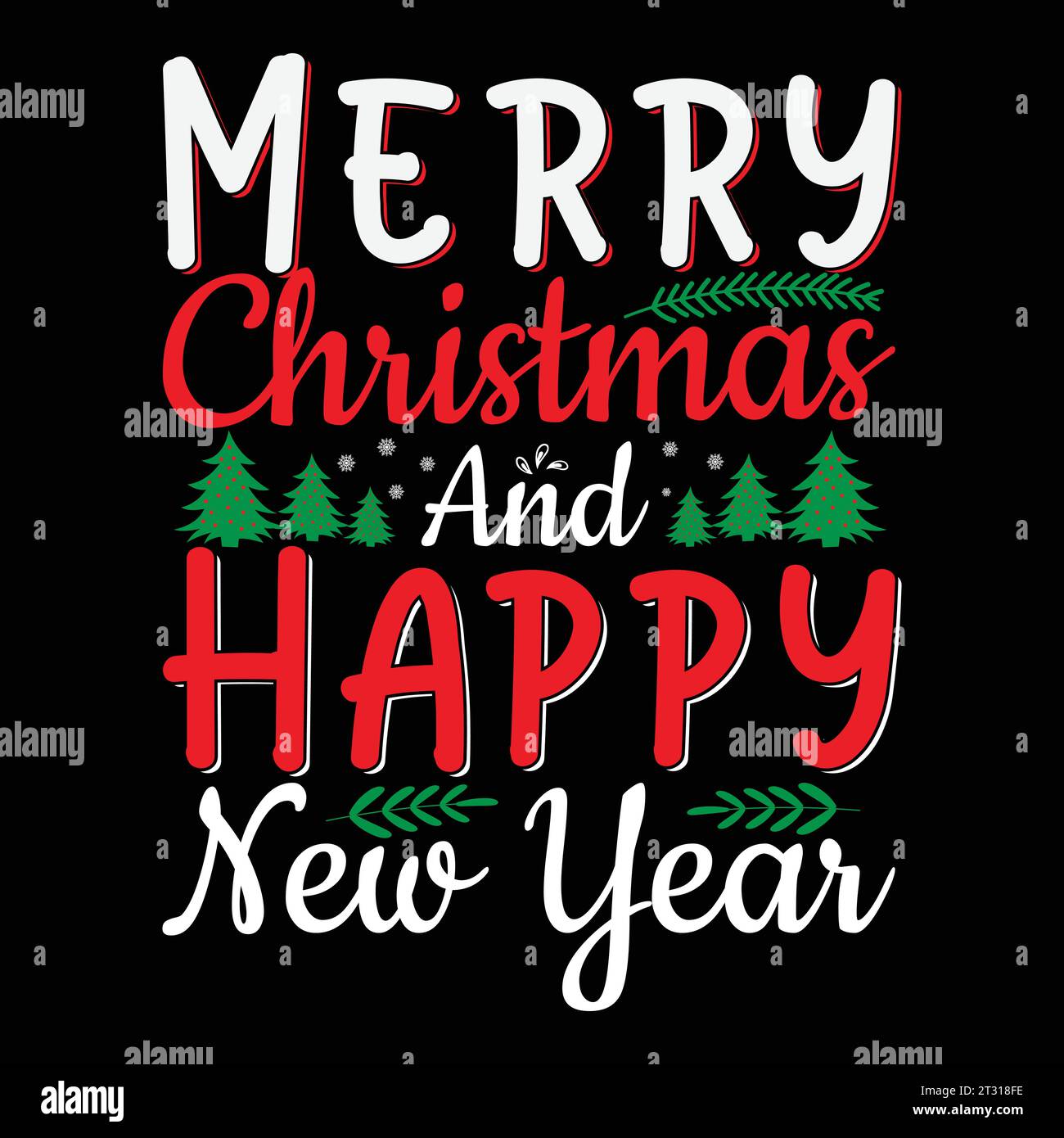 Merry Christmas Magic Tshirt Design with Festive Lettering Typography ...