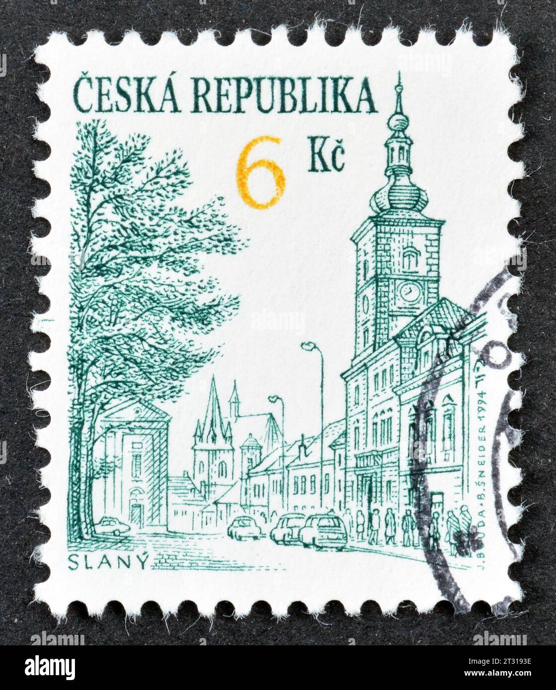 Cancelled postage stamp printed by Czech Republic, that shows Slaný ...