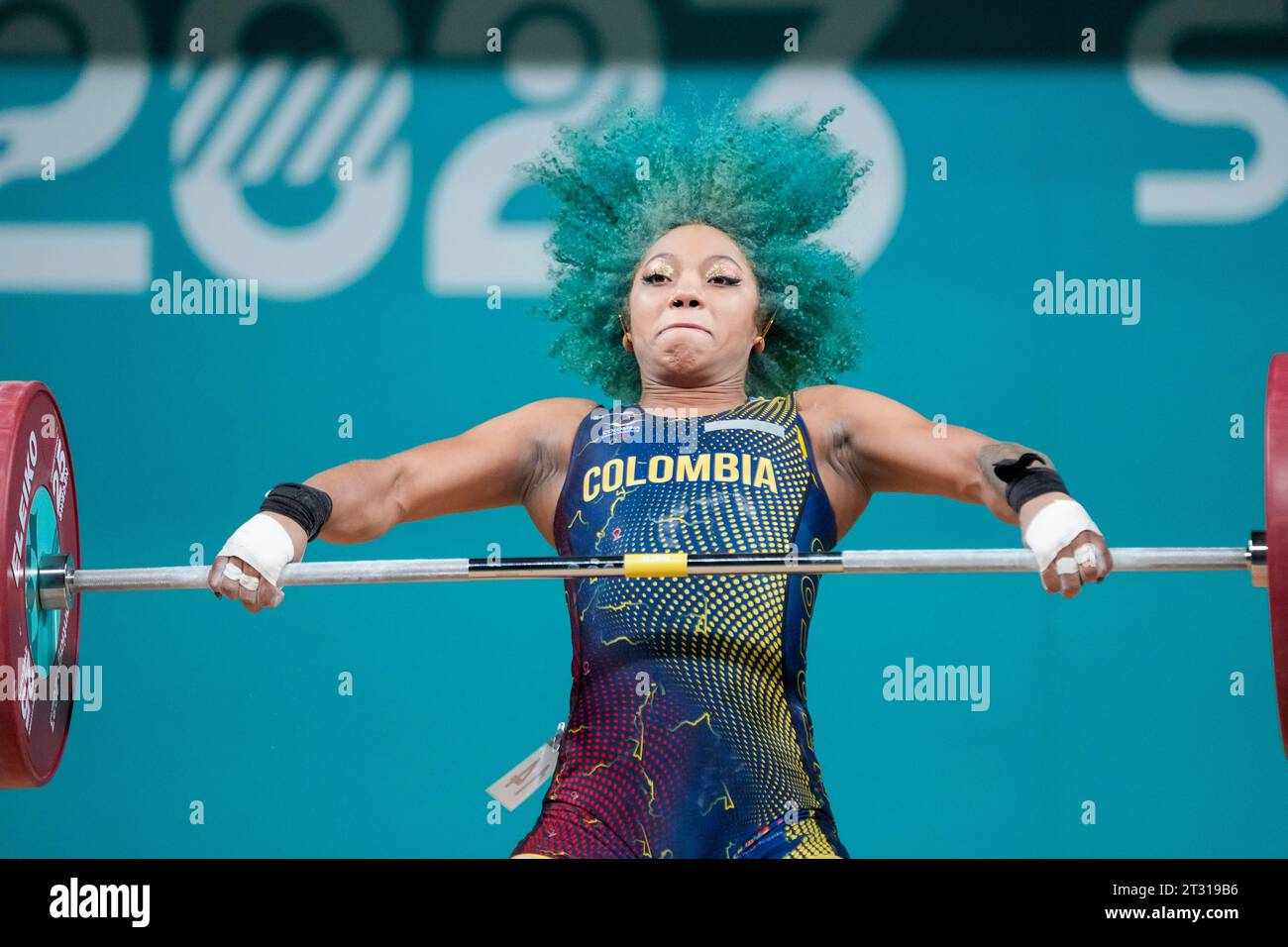 Colombia's Concepcion Usuga competes in the women's weightlifting 59Kg ...