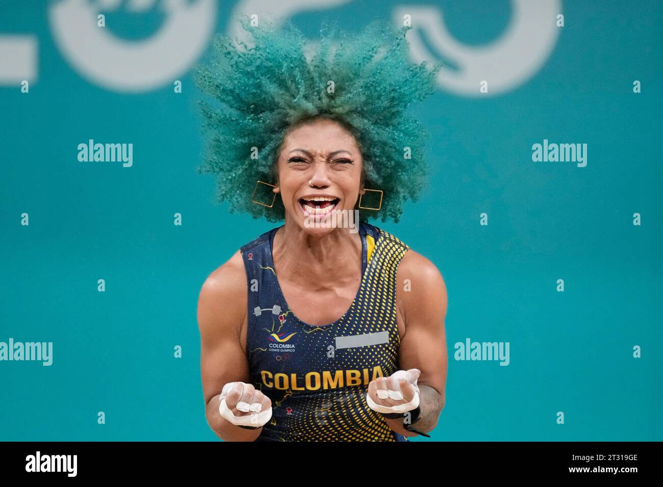 Colombia's Concepcion Usuga reacts after competing in the women's ...