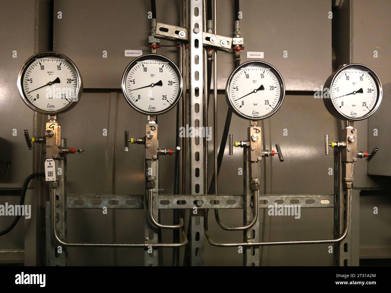 Cracow. Krakow. Poland. Manometers in industrial system. Pressure ...