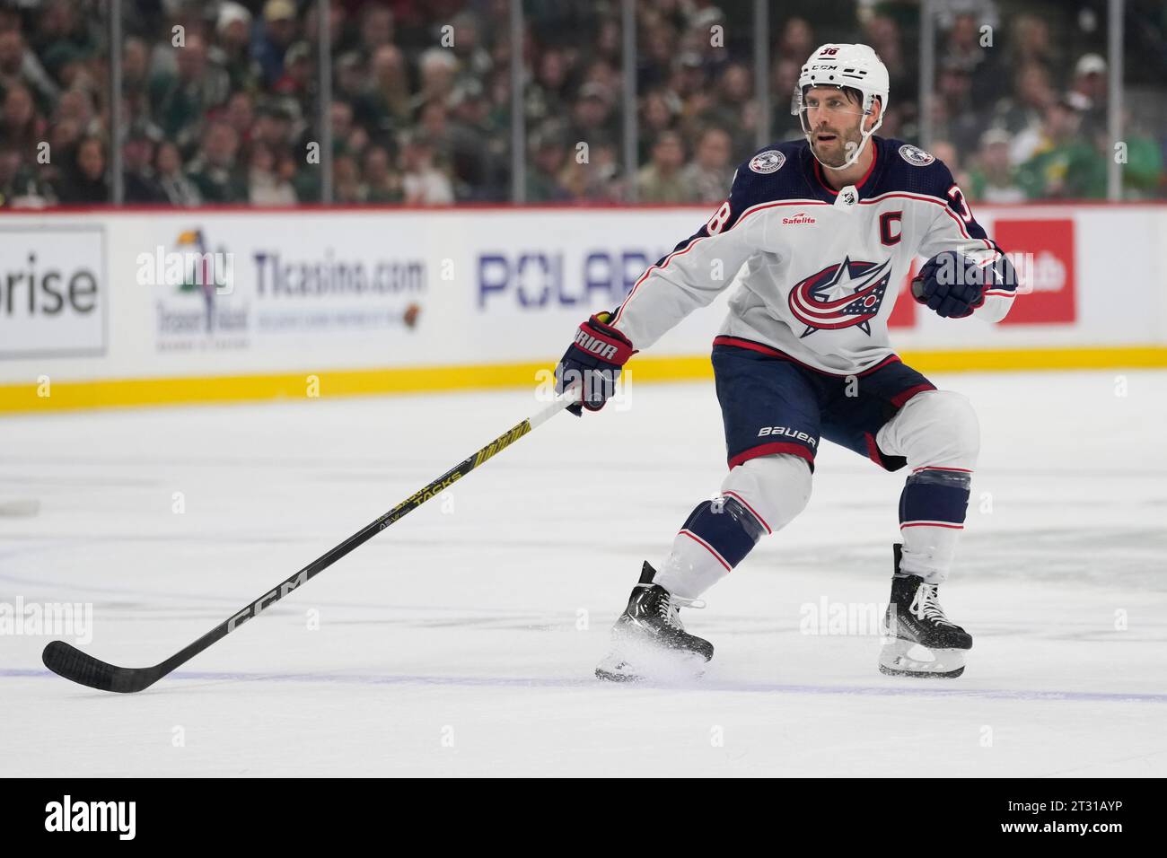 Columbus Blue Jackets center Boone Jenner skates during the first ...