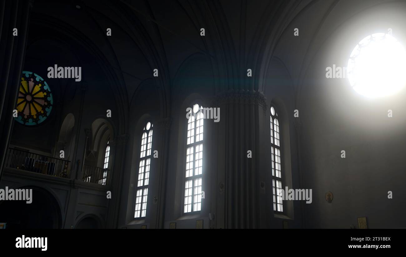 An Orthodox church taken from the inside. Action. A bright holy room ...