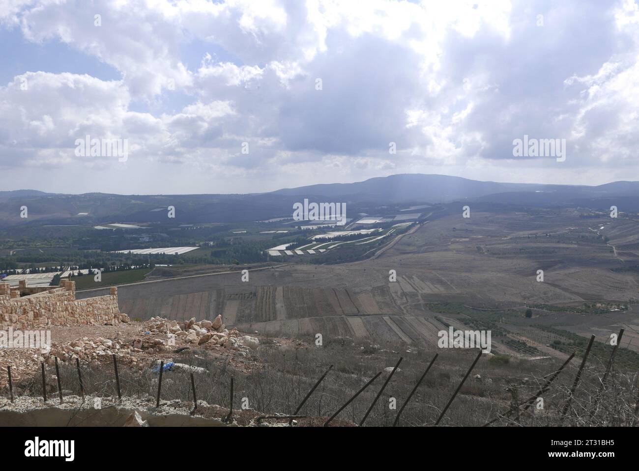 Lebanon-Israel border seen from Maroun al Ras, Lebanon, October 20 2023 ...