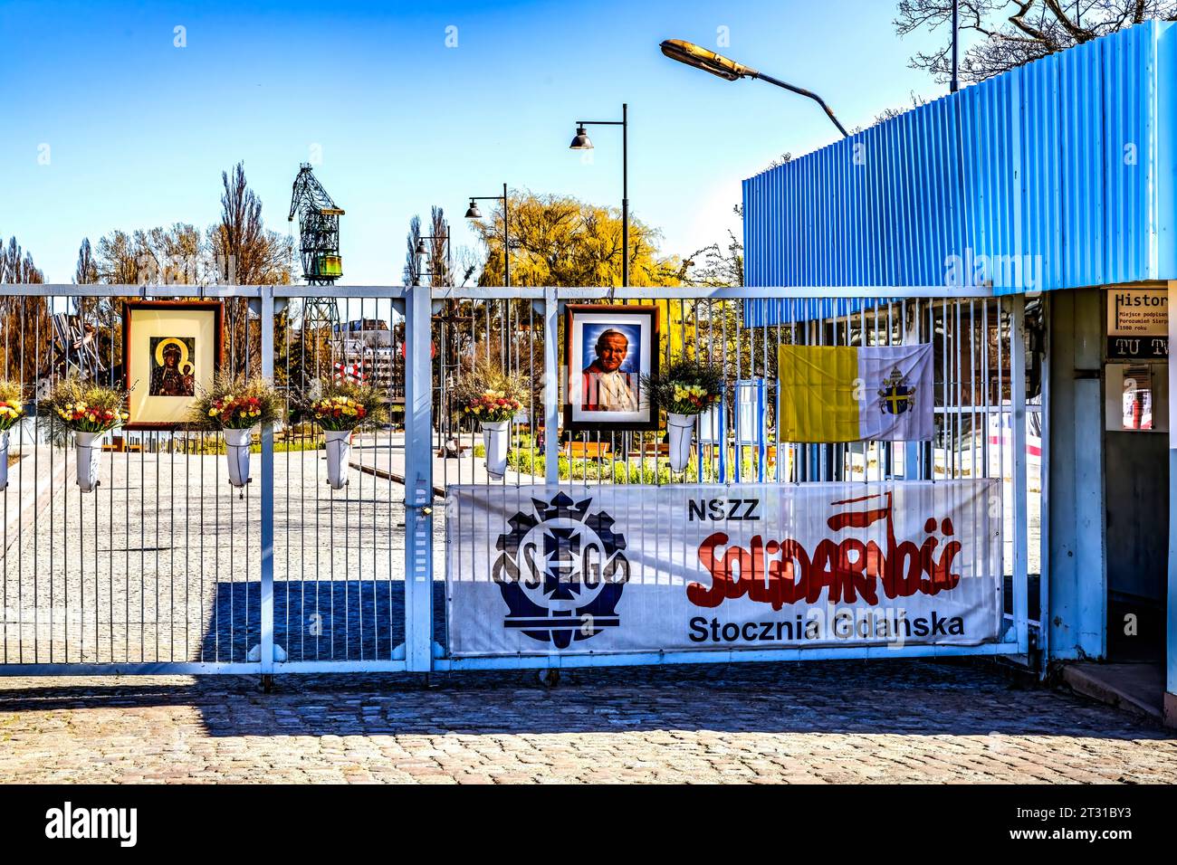 Gate Entrance to Shipyard Solidarity Square Gdansk Poland. Site 1970s ...