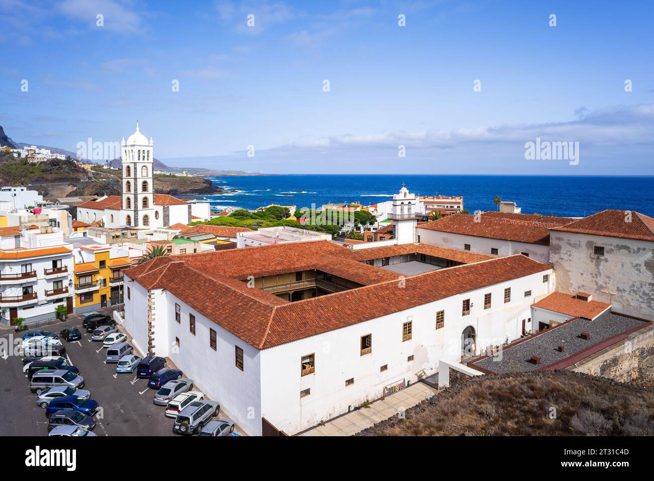 Top view of the small town of Garachico, Monastery of San Francisco ...