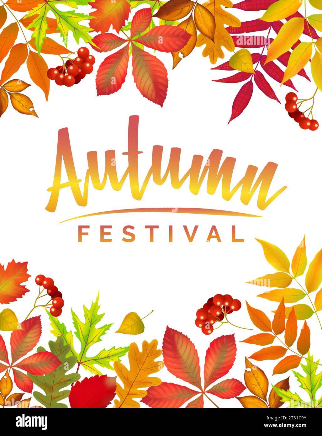 Autumn Fall festival A4 poster announcement, invitation banner with ...