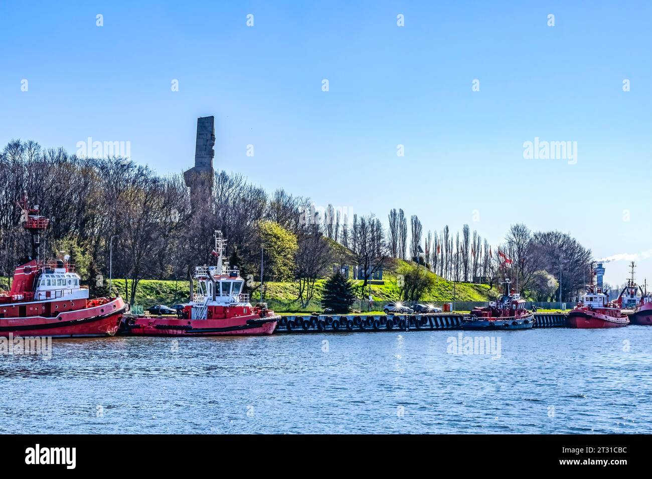 Colorful Tugboats Westerplatte MonumentMain Port Motlawa River Gdansk ...