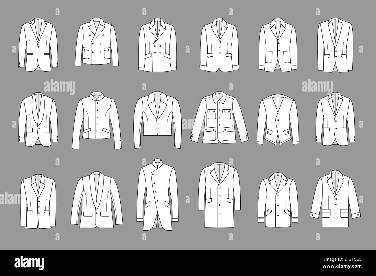 Jacket linear. Man clothes textile fashioned outerwear recent vector ...