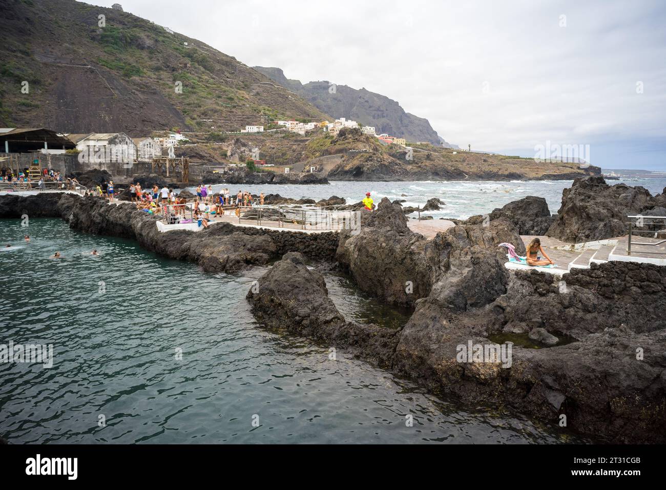GARACHICO, TENERIFE, SPAIN - JULY 20, 2023: Natural Pools of El Caleton ...