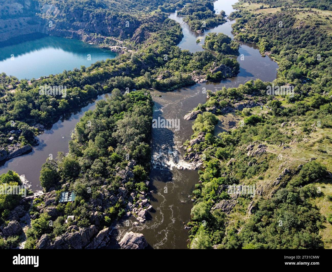 Radon lake near the Southern Bug river on a sunny summer day ...