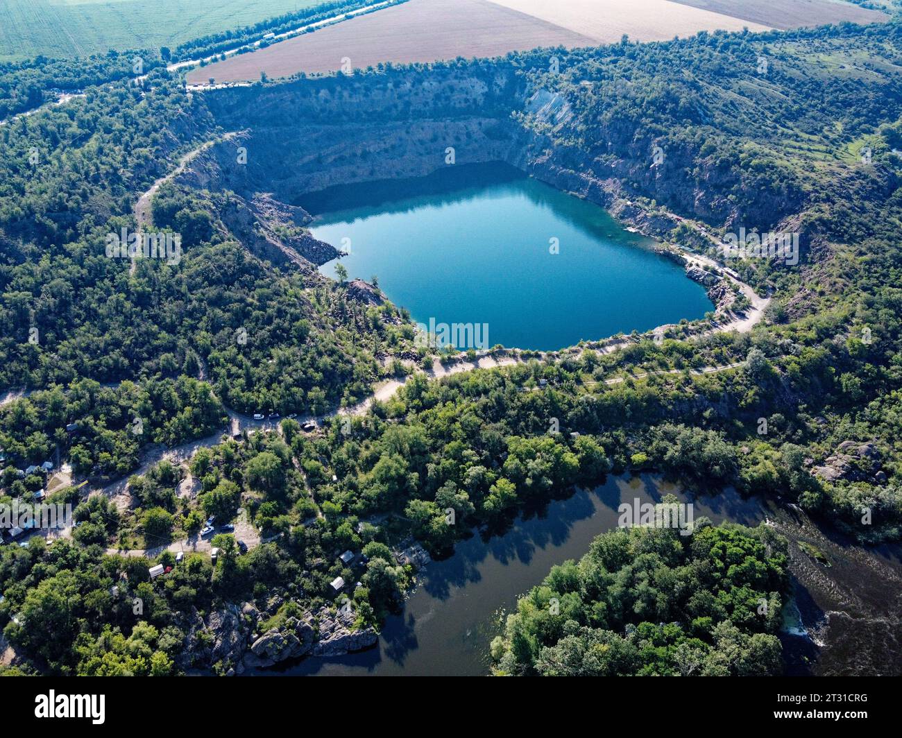 Radon lake near the Southern Bug river on a sunny summer day ...