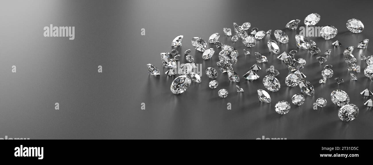 Group of diamonds placed on glossy background, 3d Rendering Stock Photo ...