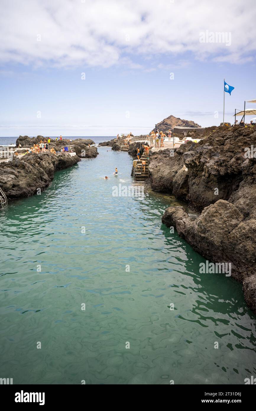 GARACHICO, TENERIFE, SPAIN - JULY 20, 2023: Natural Pools of El Caleton ...