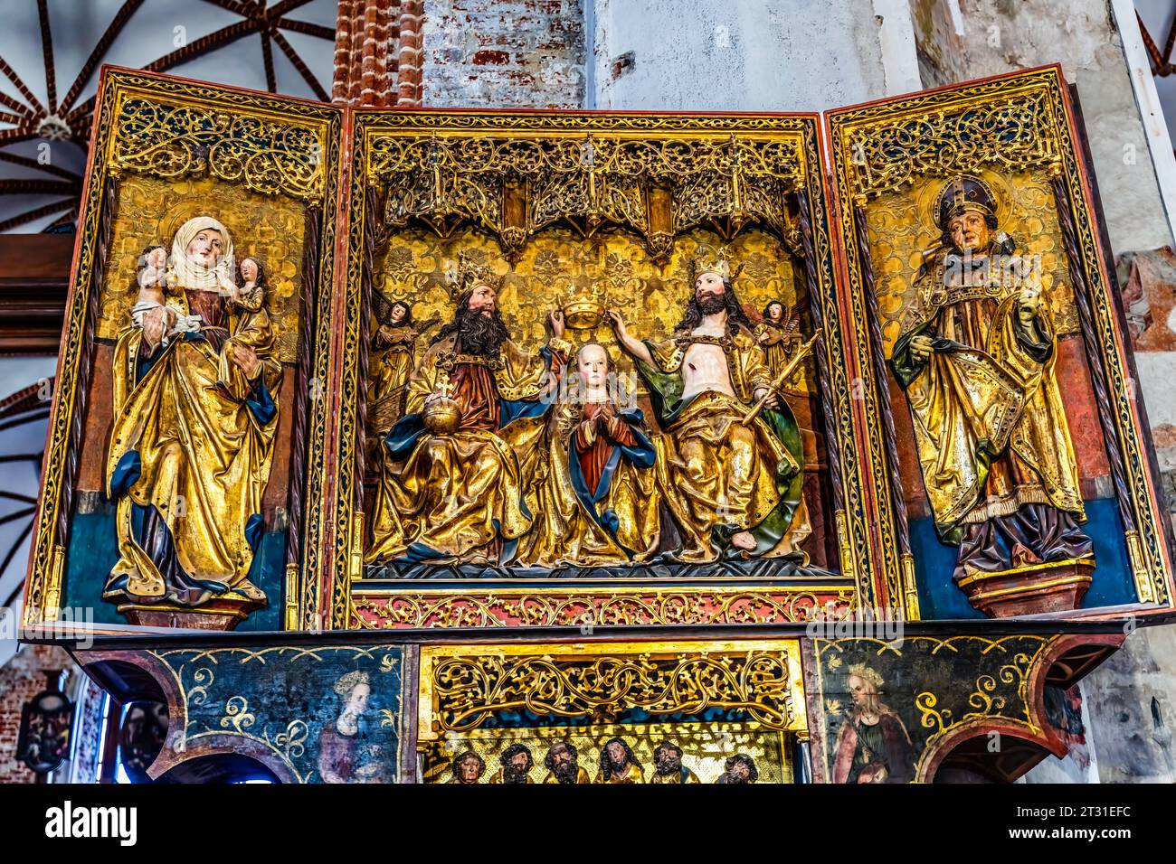Crowning Mary Triptych Basilica St Catherine's Church Gdansk Poland. Oldest Church in Gdansk ...