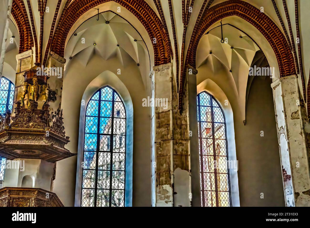 Windows Basilica St Nicholas Church Gdansk Poland. Originally built in ...