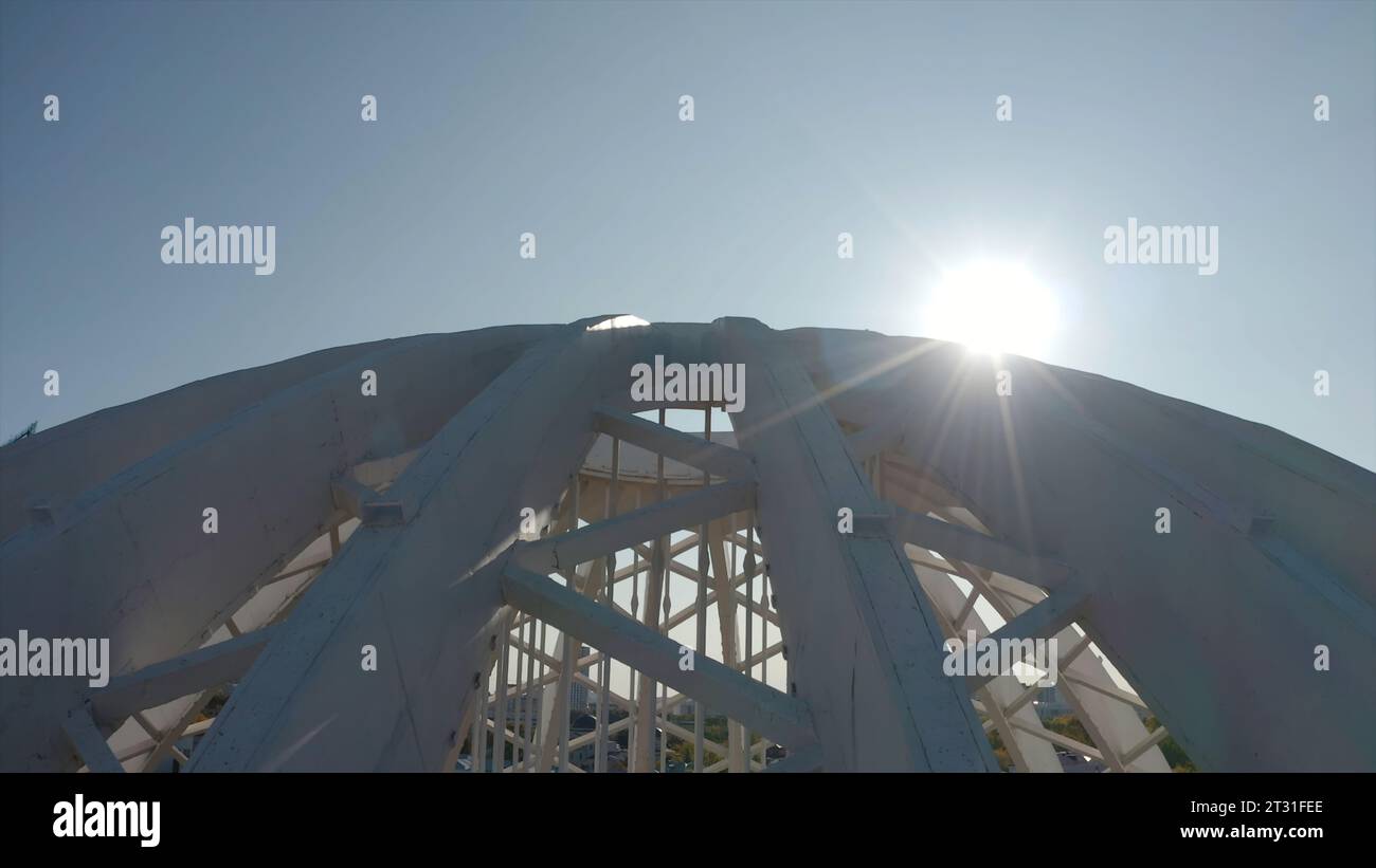 Beautiful domed structure. Stock footage. White air beams in dome ...