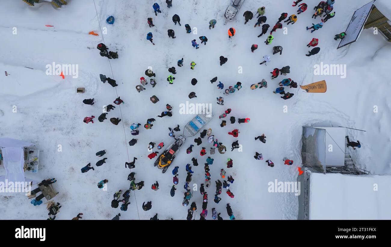 Switzerland, Bern - January 20, 2023: Top view of crowd of people at ...