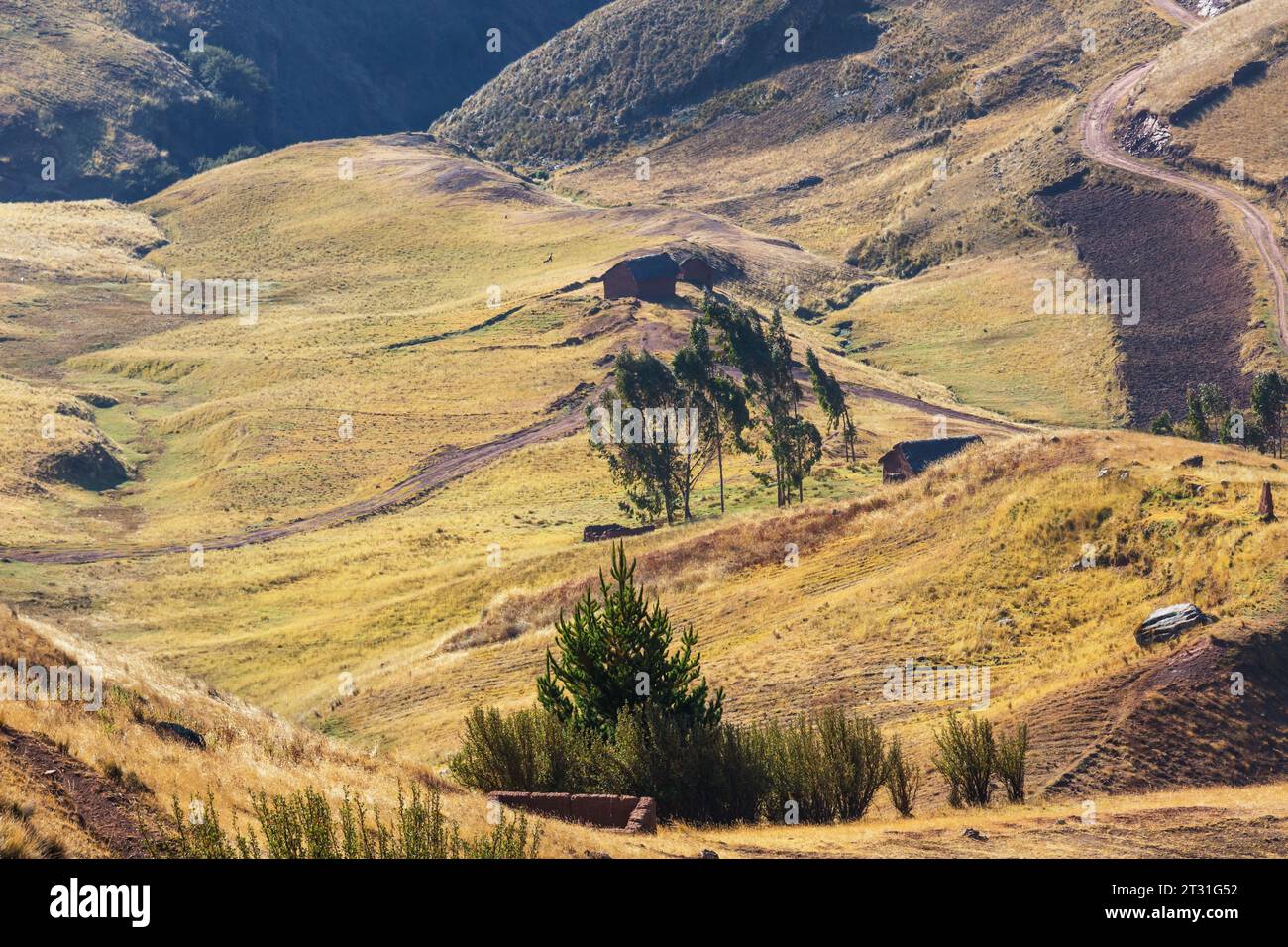 Rural landscapes in Cordillera de Los Andes, Peru, South America Stock ...