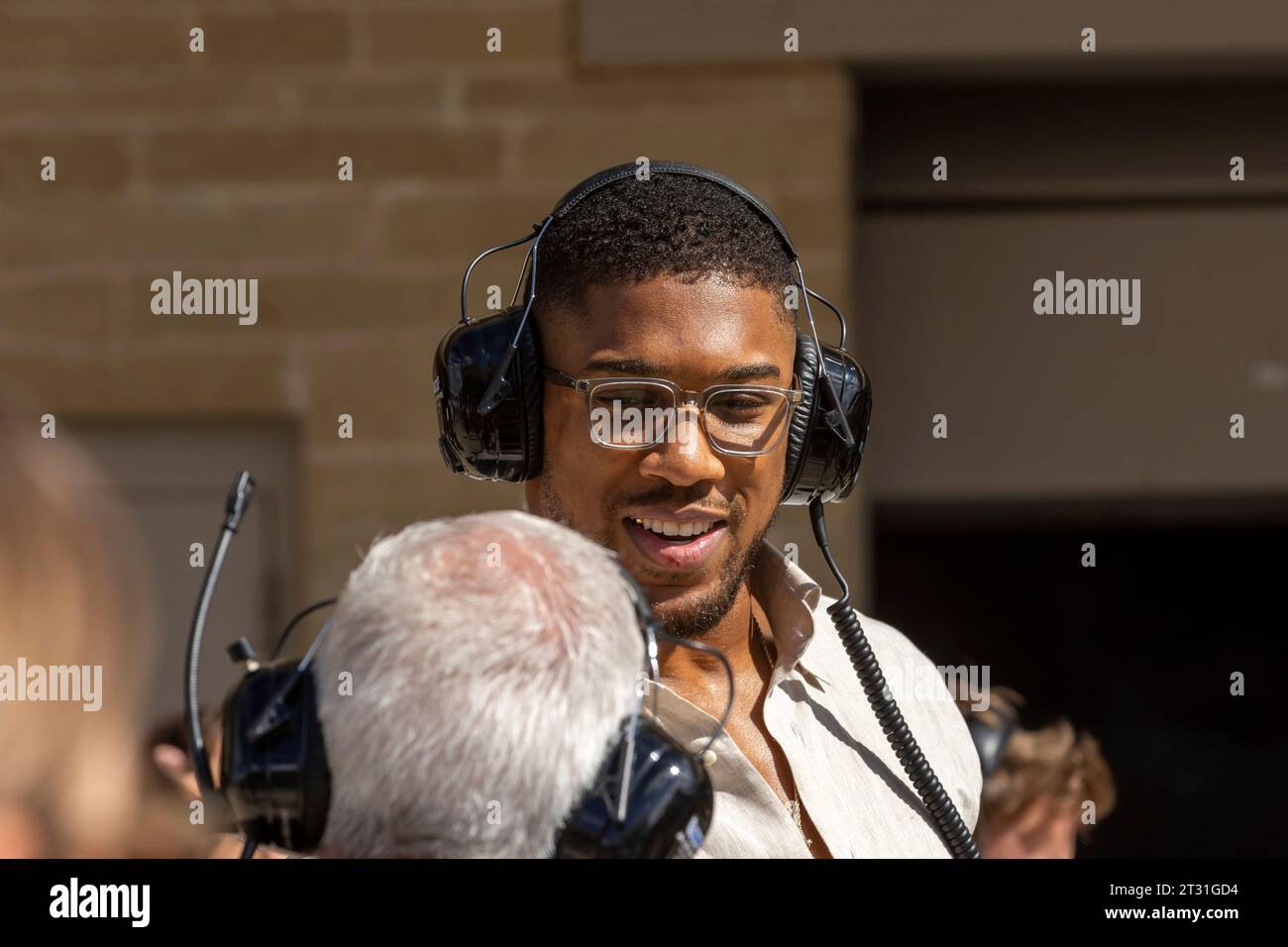 AUSTIN, TX - OCTOBER 22: Anthony Joshua visits the BWT Alpine F1 Team ...