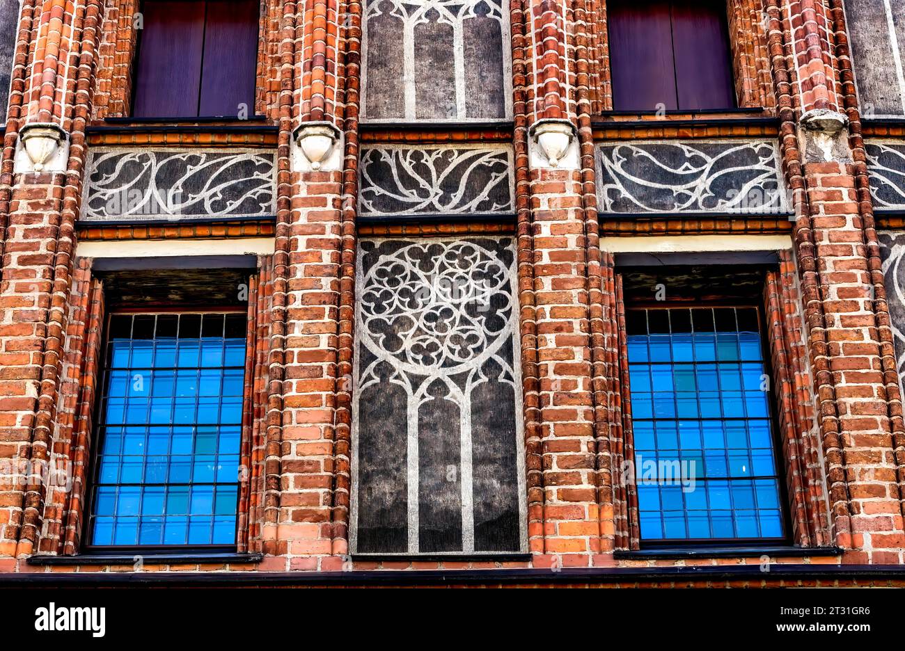 Colorful Medieval Windows Copernicus House Torun Poland. Birthplace in ...