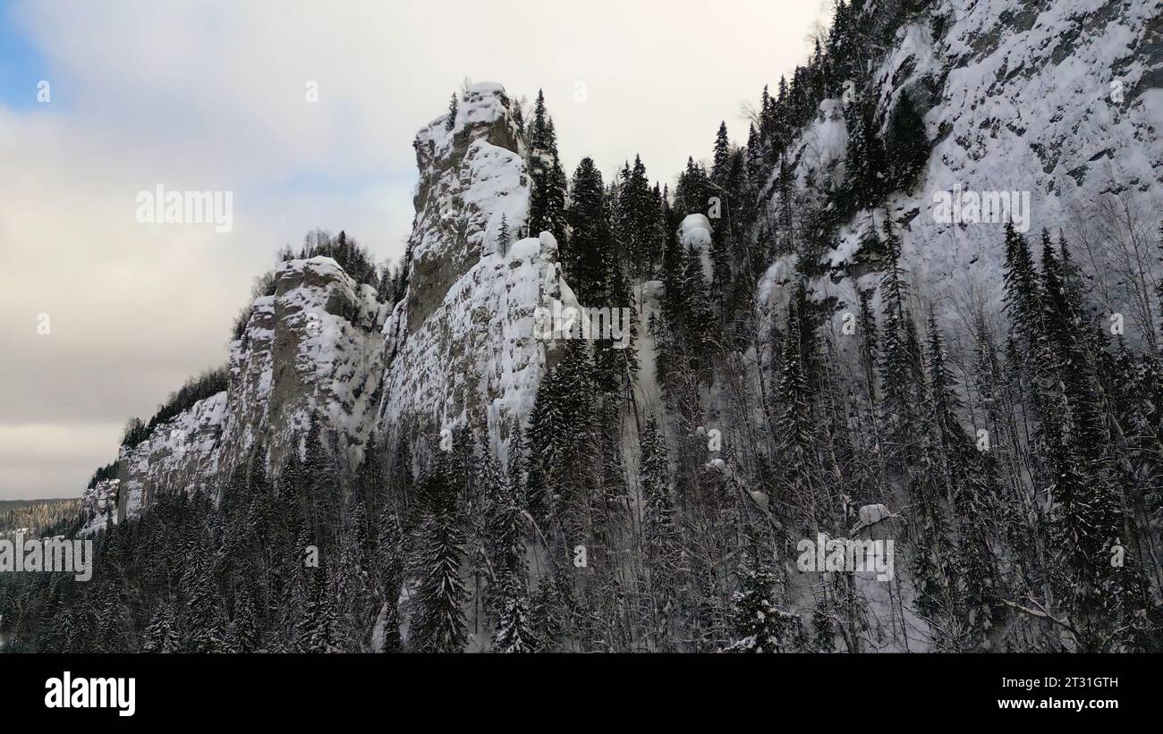 Winter expanses taken from a bird's-eye view. Clip. White snowy ...