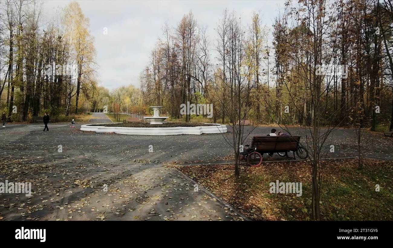 Autumn empty park. Clip. A beautiful quiet place where there are few ...