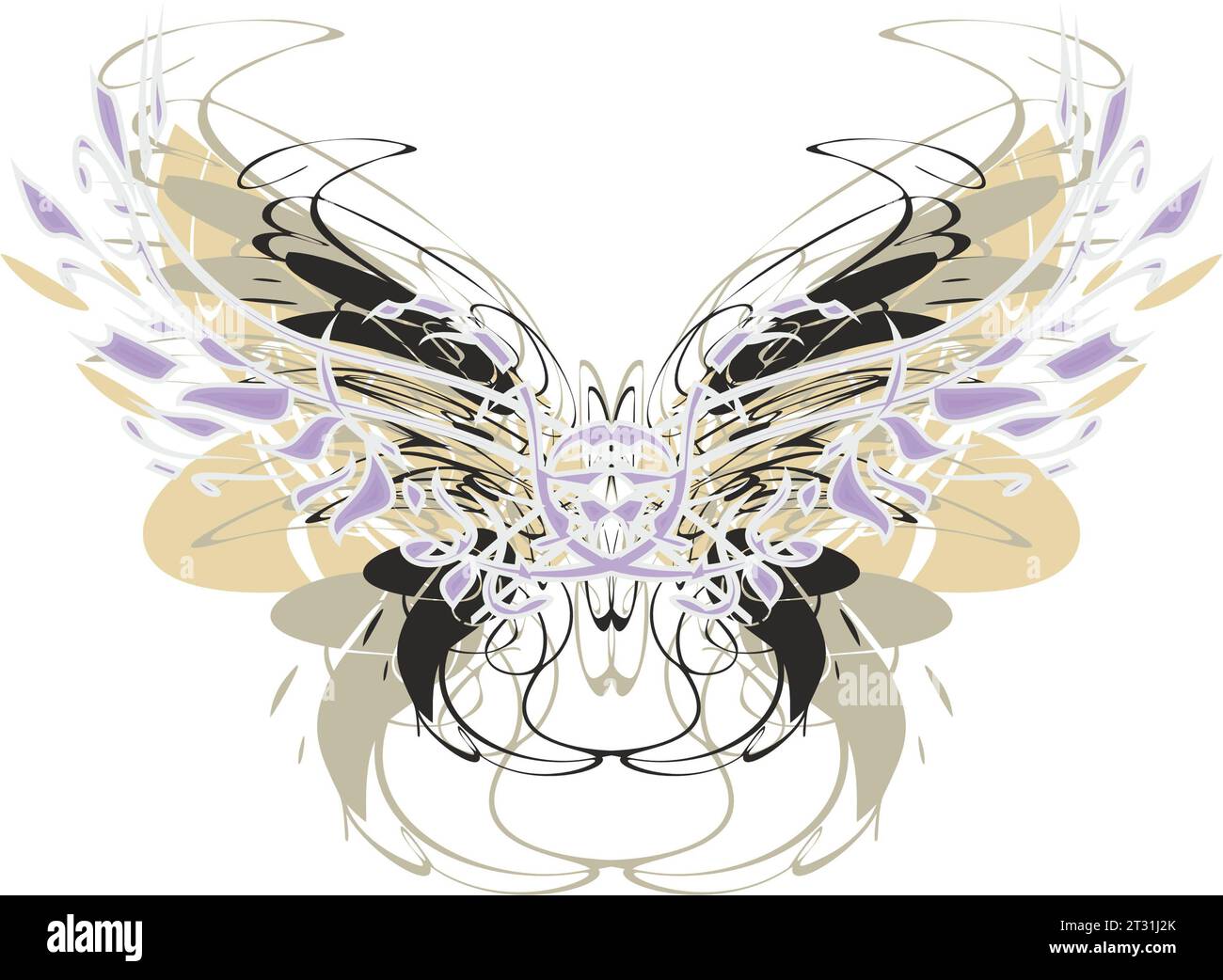 Beautiful linear butterfly wings on a white backdrop for textiles or ...