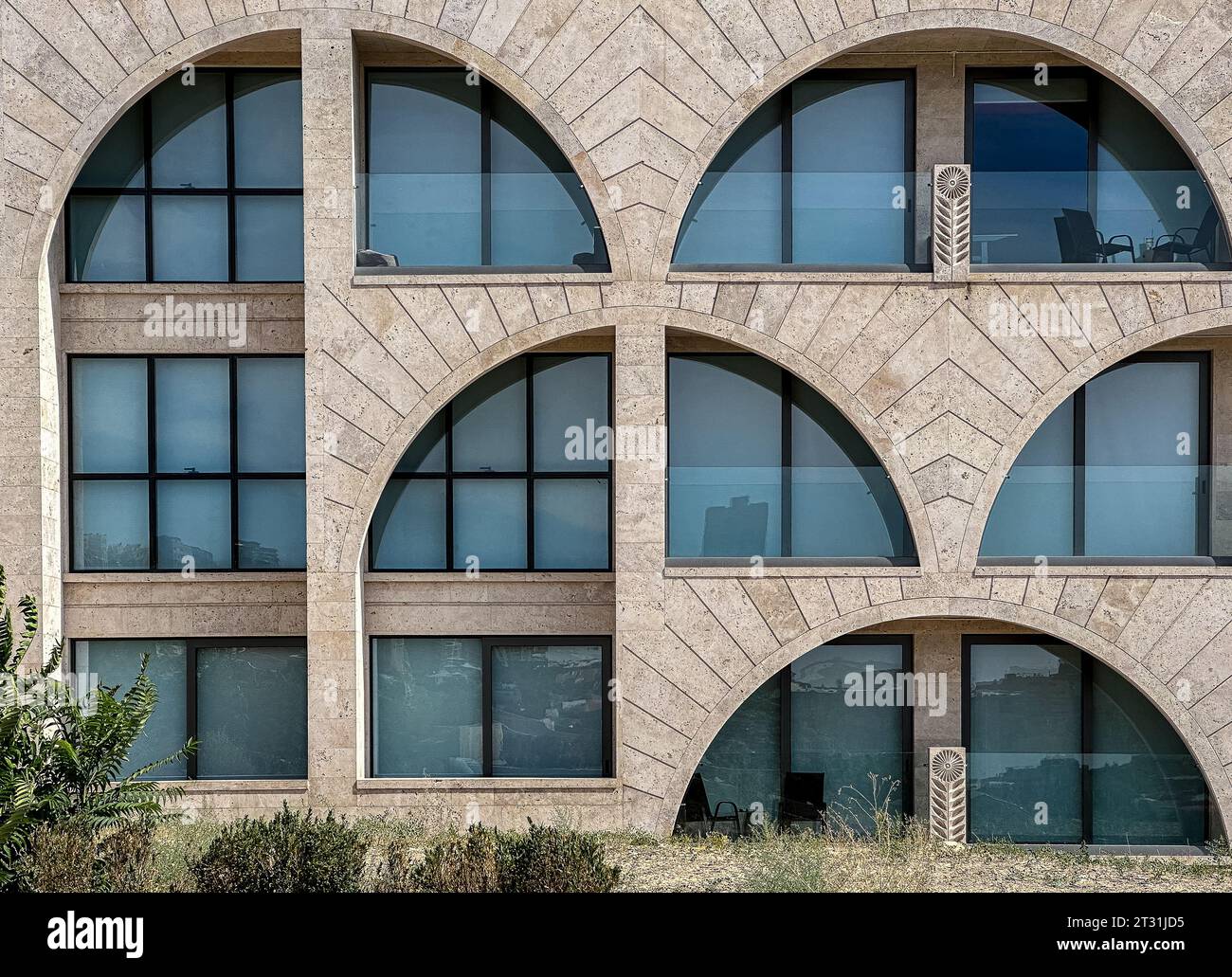 Building exterior architecture arched windows stone hi-res stock ...