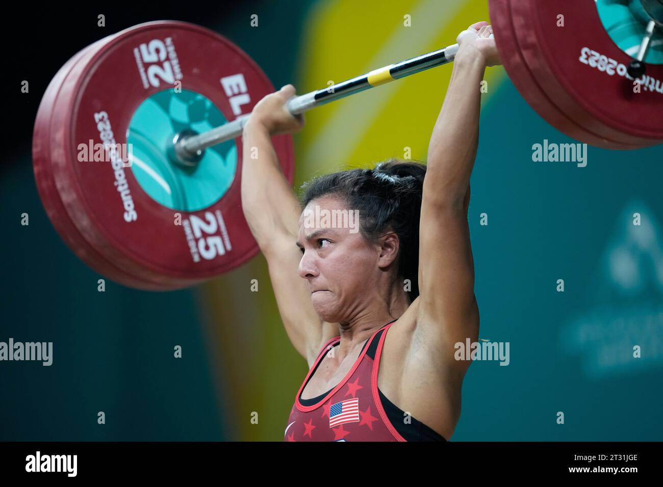Taylor Wilkins of the United States lifts in the women's weightlifting ...