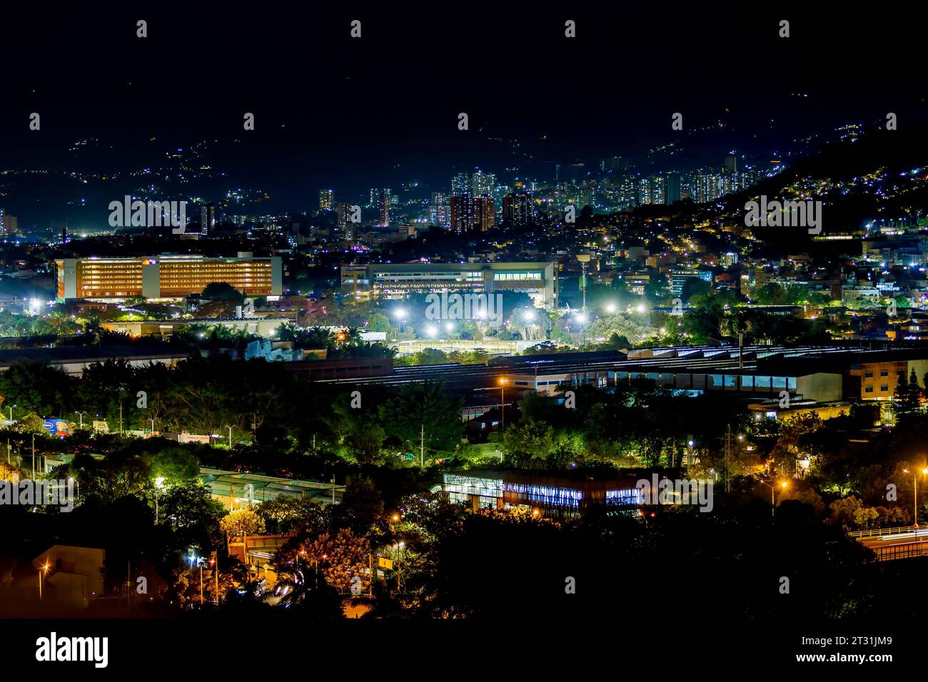 Panoramic night view of Medellin, Colombia Stock Photo - Alamy