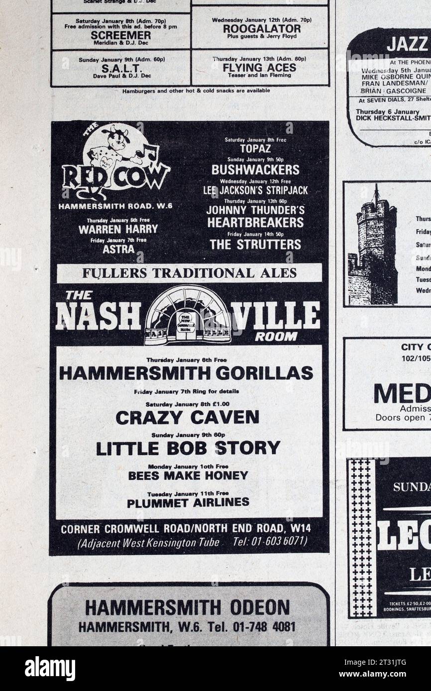 Advert for Local Concerts in 1970s NME Music Paper Stock Photo - Alamy