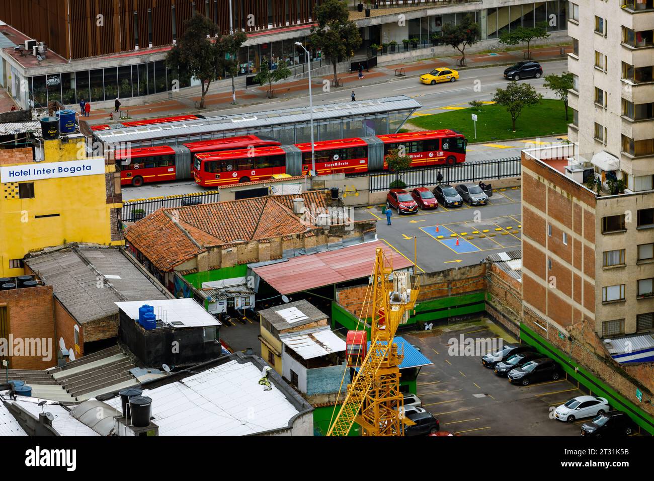 Bogota, Colombia - January 23, 2023: Aerial view of Transmilenio bus ...