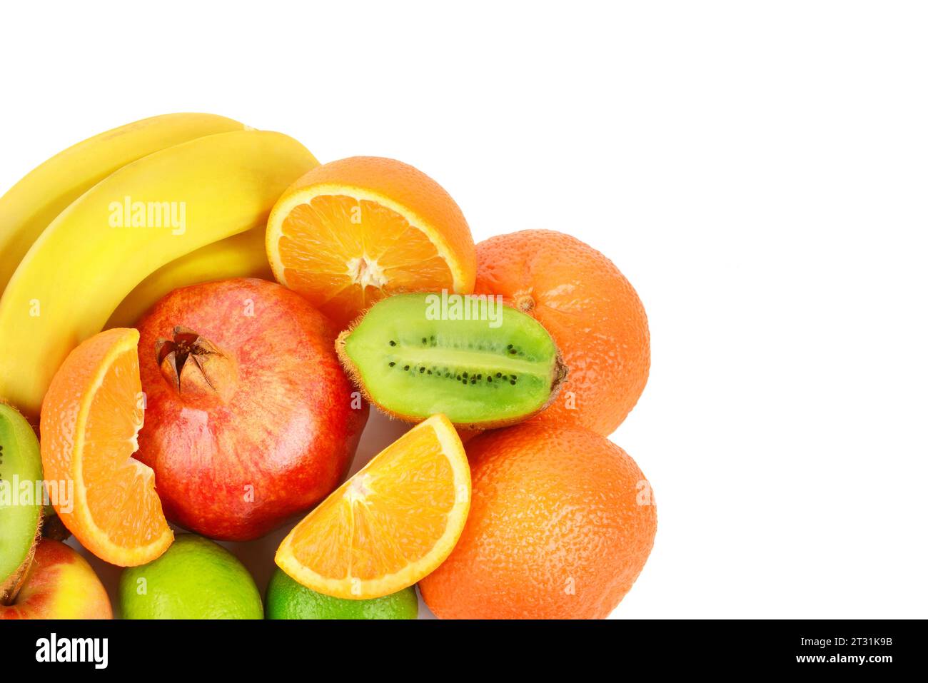 Set of fruits isolated on white background. Healthy food. Flat lay, top ...