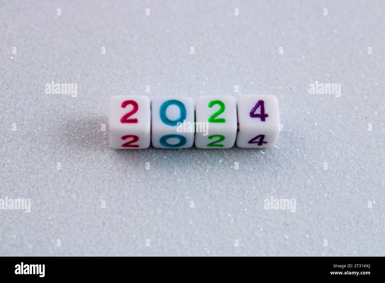 Year 2024, cubes with numbers on white glitter background Stock Photo ...