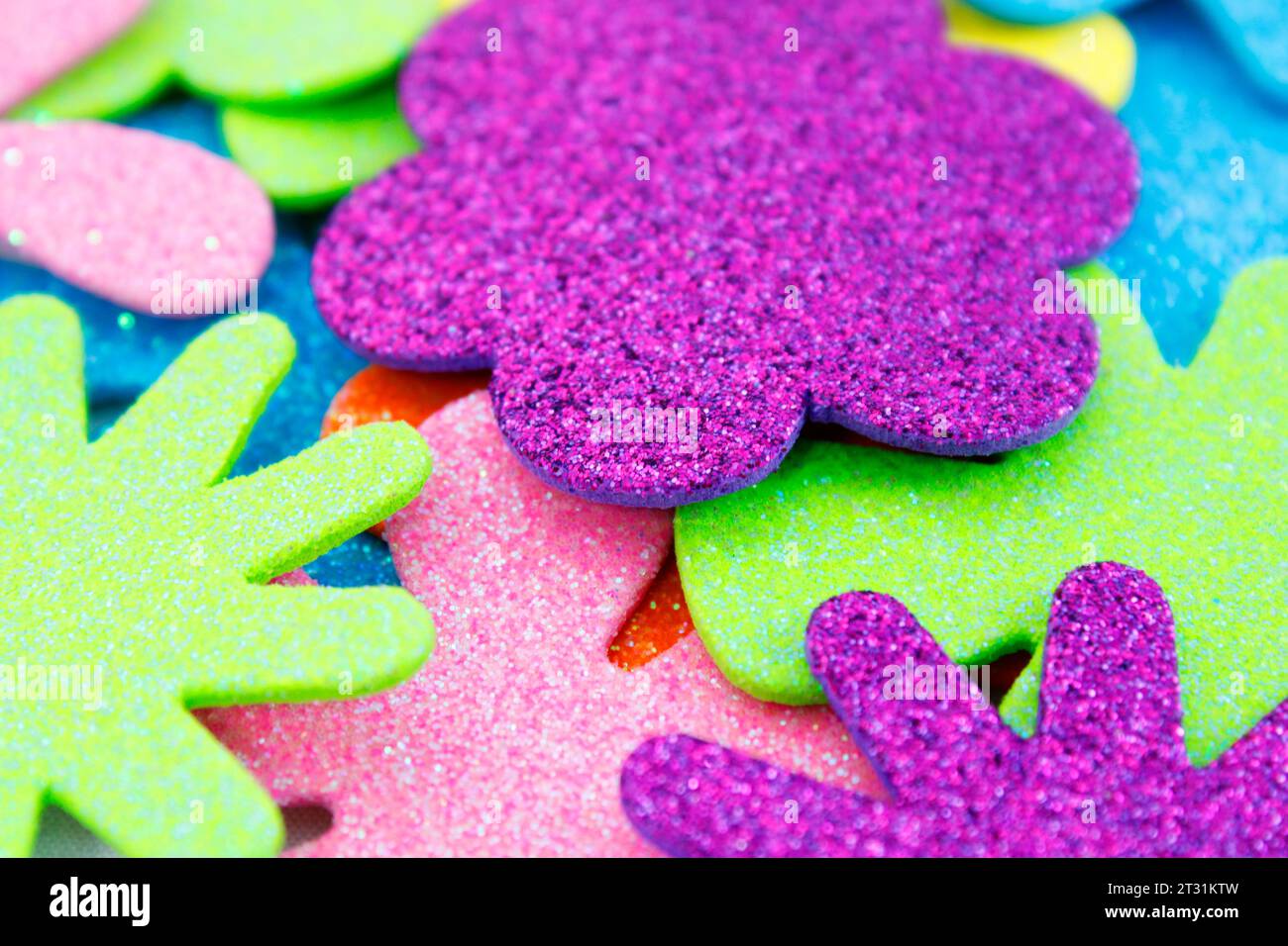 Detail of colorful rubber shapes with glitter Stock Photo - Alamy