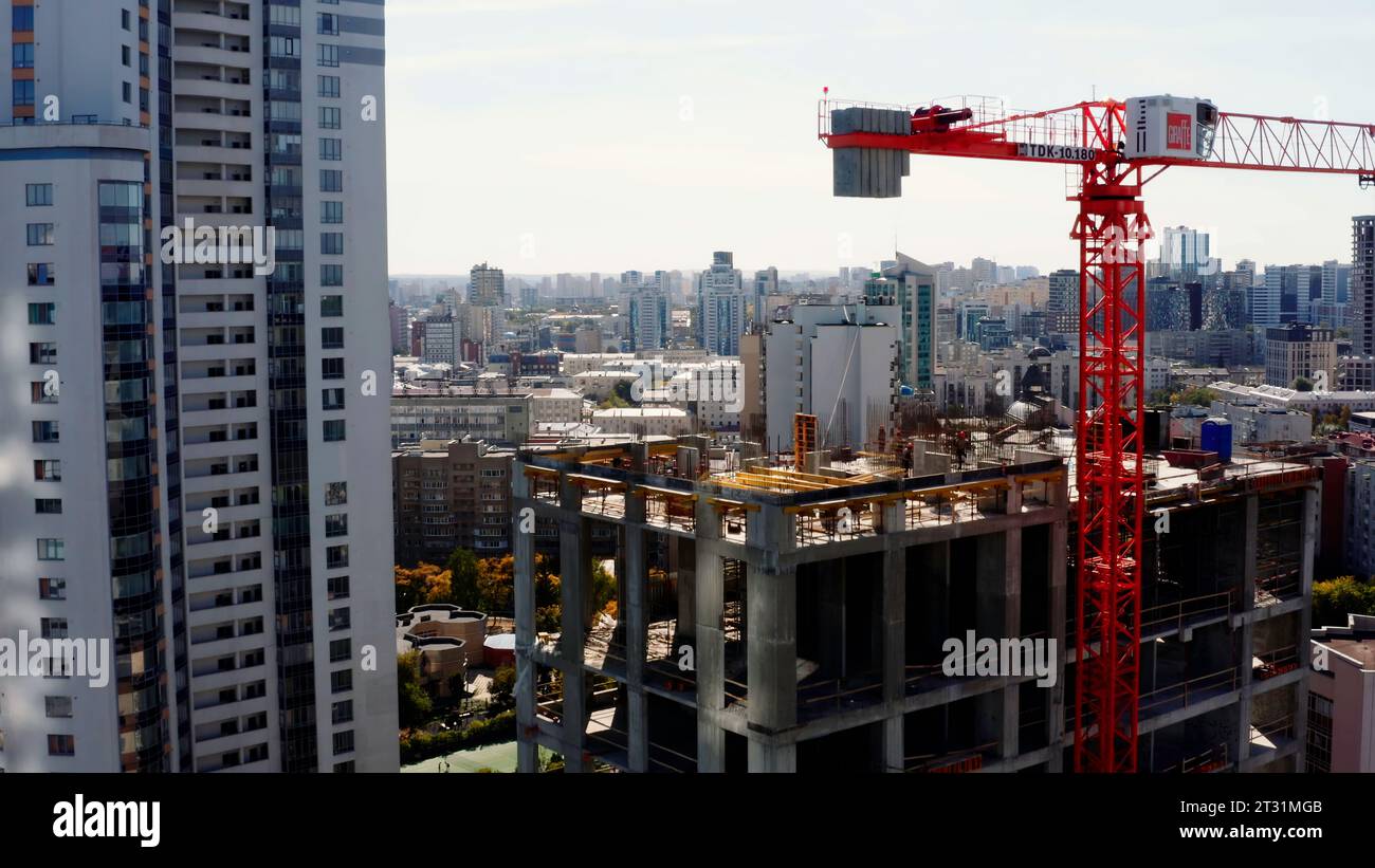 Beautiful bright view of the built-up city. Stock footage. Tall ...