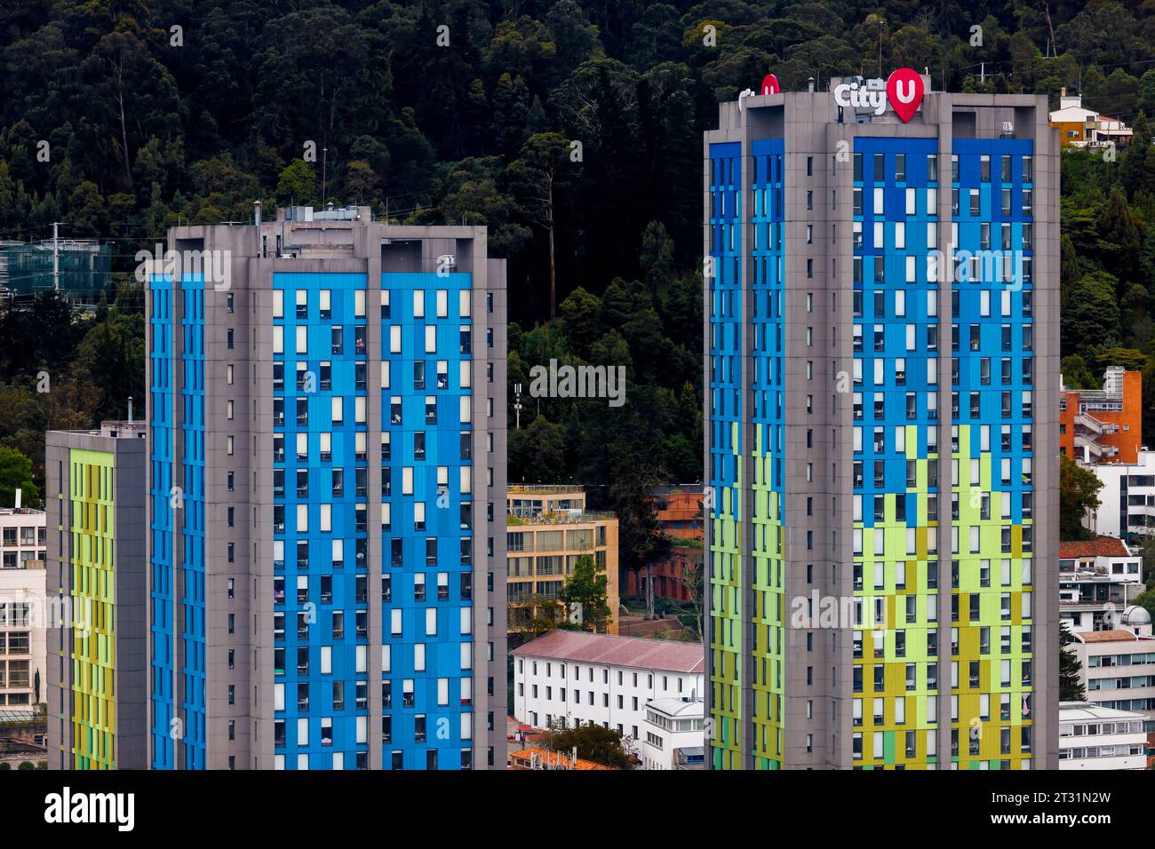 Bogota, Colombia - January 23, 2023: Two colorful buildings of the City ...