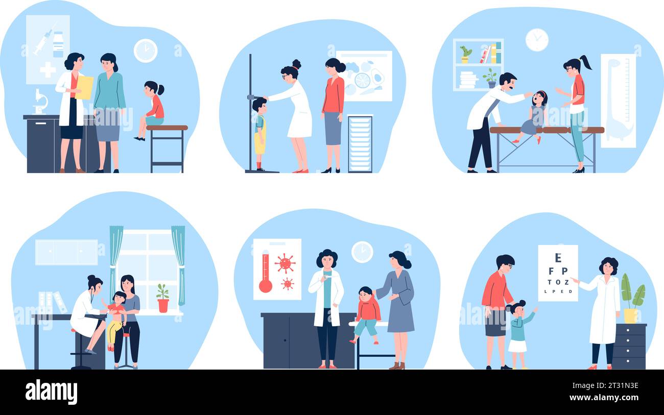 Pediatrician with child. Children medical examination, parents with ...