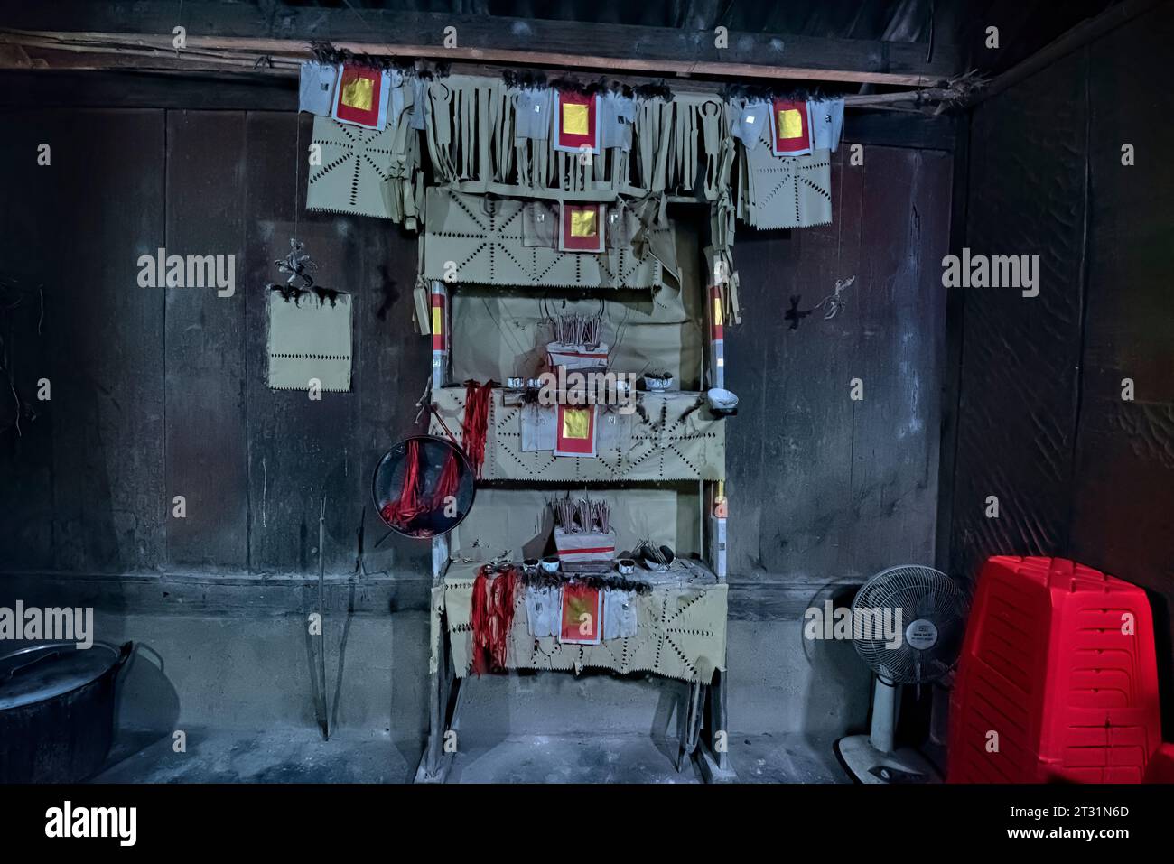 Traditional shrine inside a Hmong home, Mu Cang Chai, Yen Bai, Vietnam ...