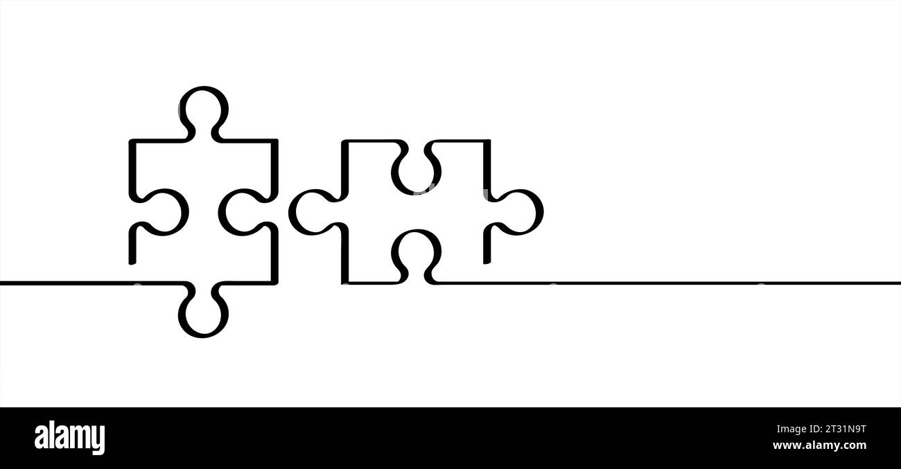 jigsaw puzzle pieces connection line pattern. Puzzle pieces icon or ...