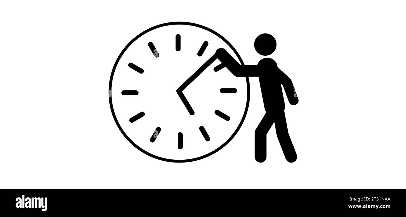 Business man or stickman fight against time. Stick figures man ...