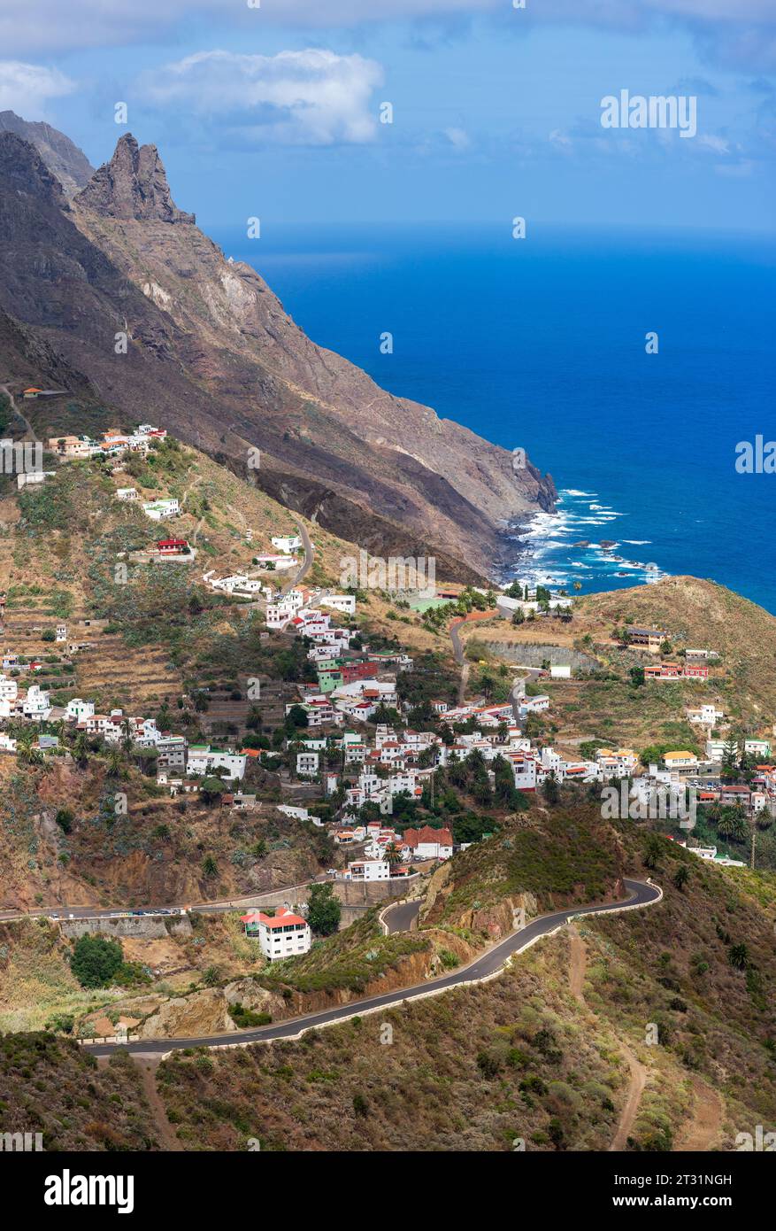 Panoramic view of the mountains of the northern part of Tenerife, small ...