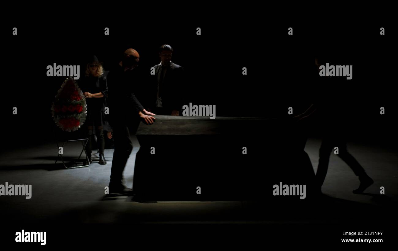 Theater stage. Stock footage. A drama unfolding with actors and a ...