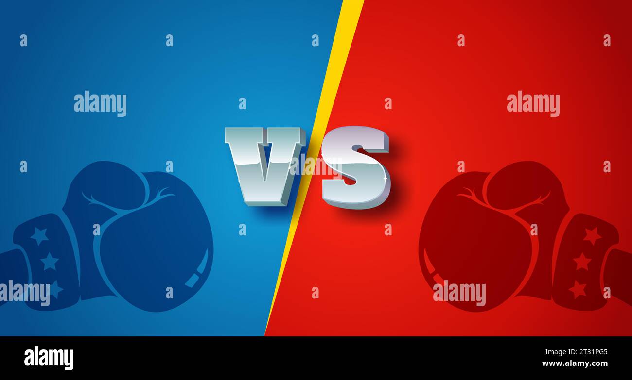 Vector illustration of a metallic vs letters and two boxing gloves on ...