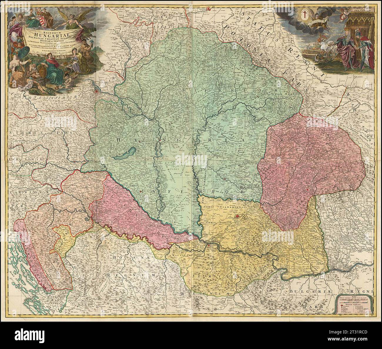 Ca. 1720 map of the Kingdom of Hungary by Johann Baptist Homann Stock ...