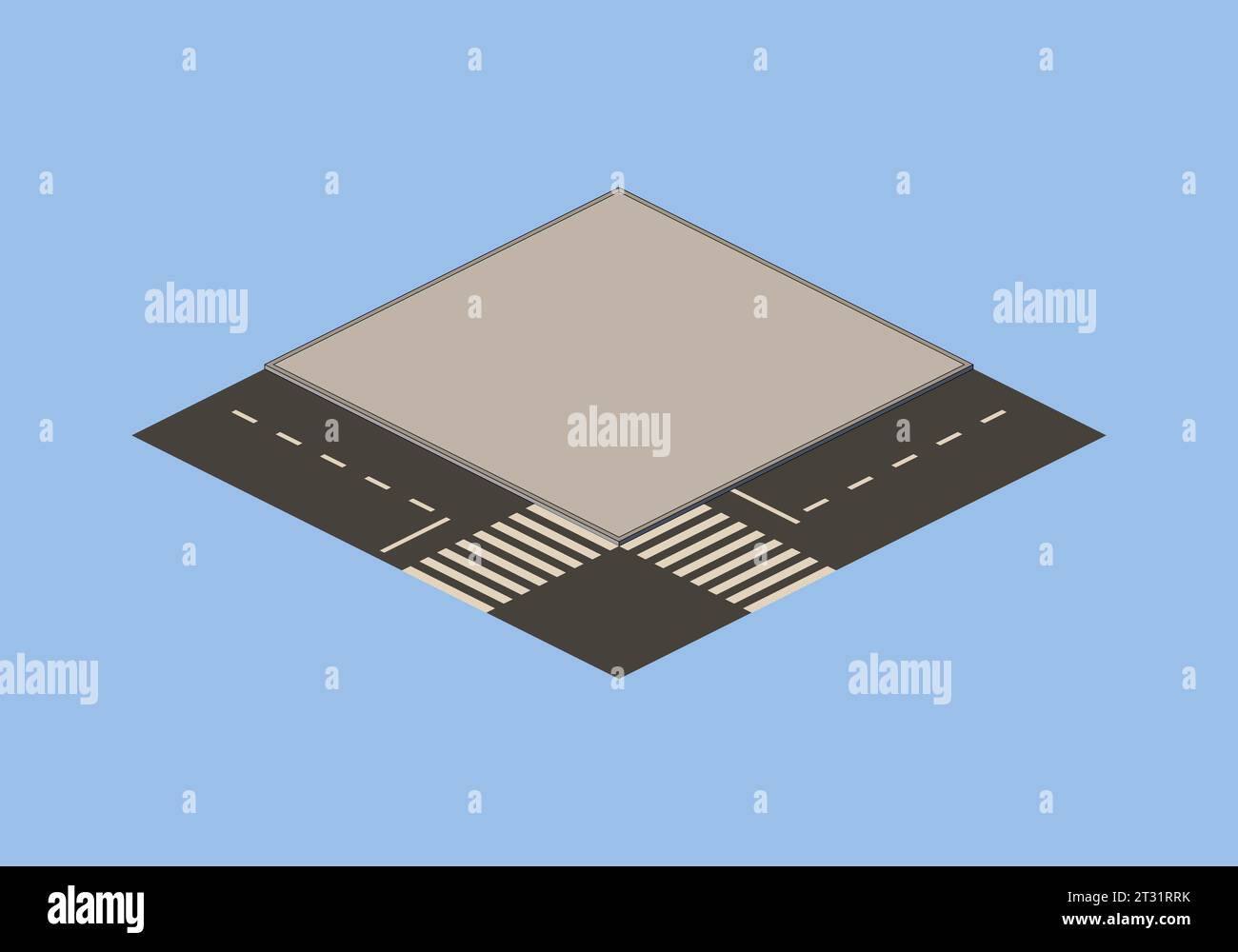 Isometric graphic element, intersection with pedestrian crossings ...