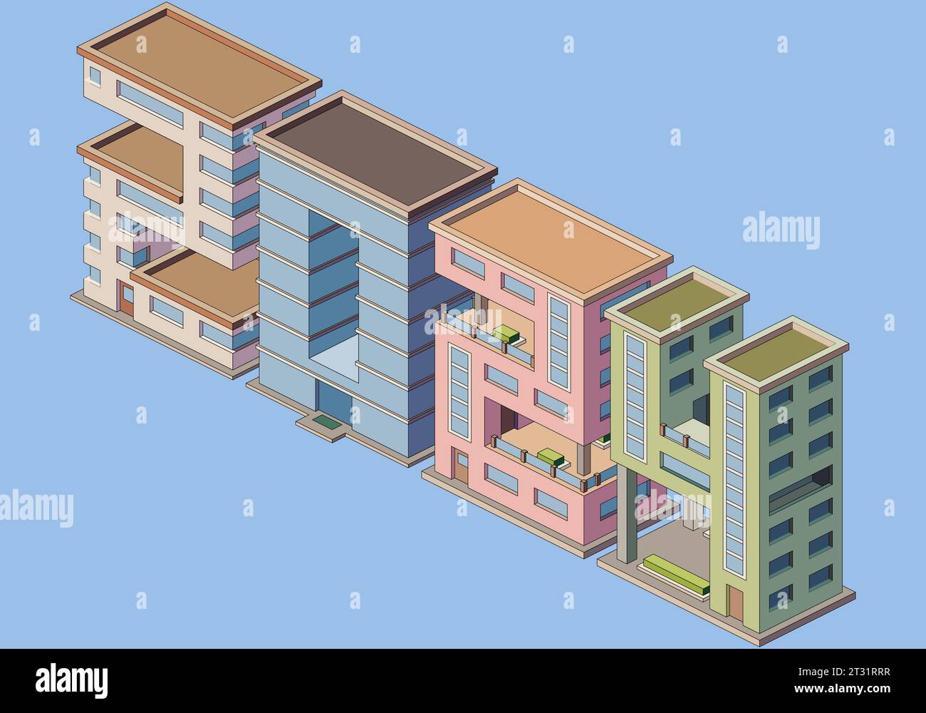 Illustration of isometric city landscape with numbers 2024 made from ...